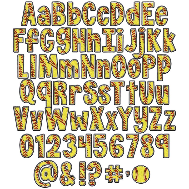 PNG Softball Alphabet, Faux Embroidery Stitch Alpha, Sports Letters ...