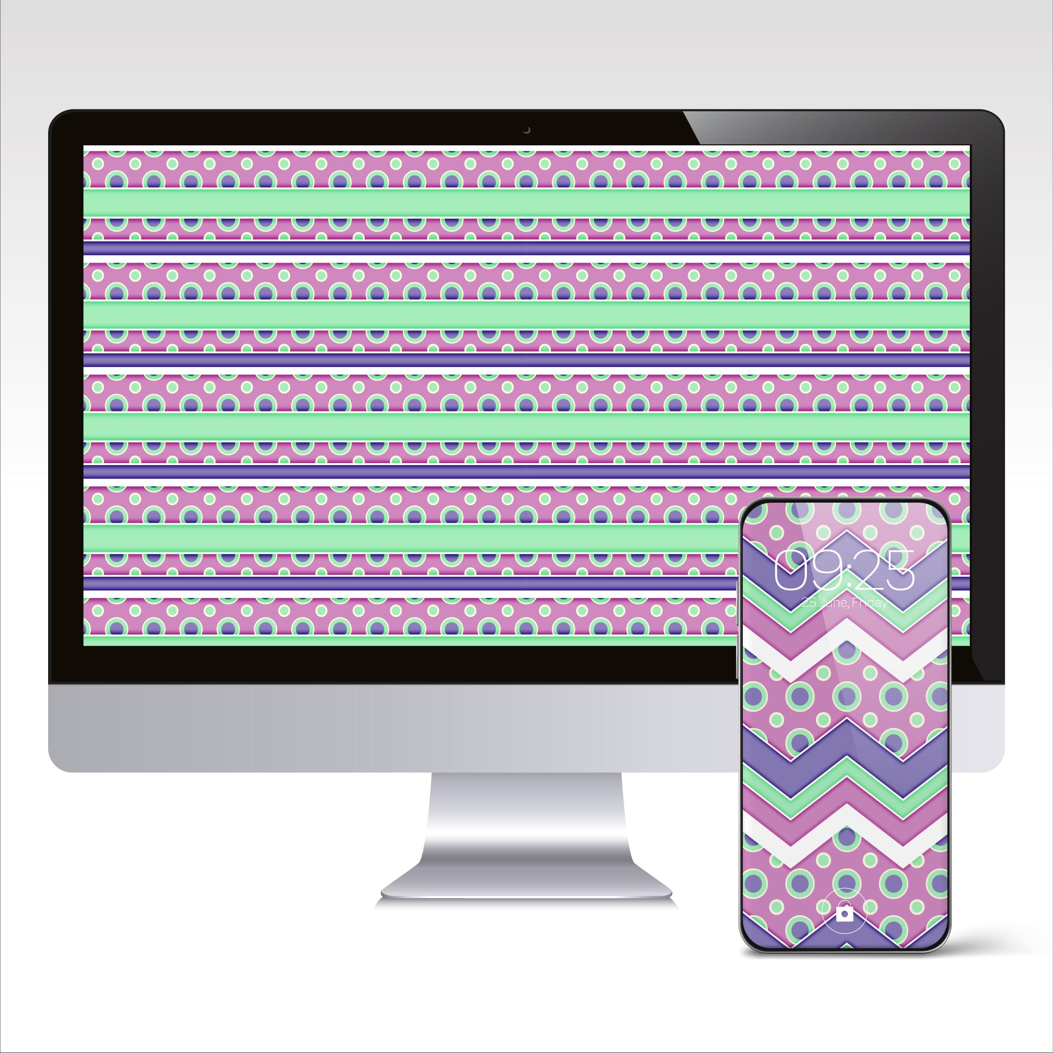 Wallpaper Background - Digital Paper | Seamless | Circles, Dots, Stars ...