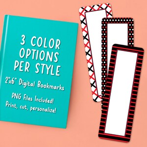 Digital Bookmarks printable, Clipart Bundle Set of 12 Lined & Blank for ...