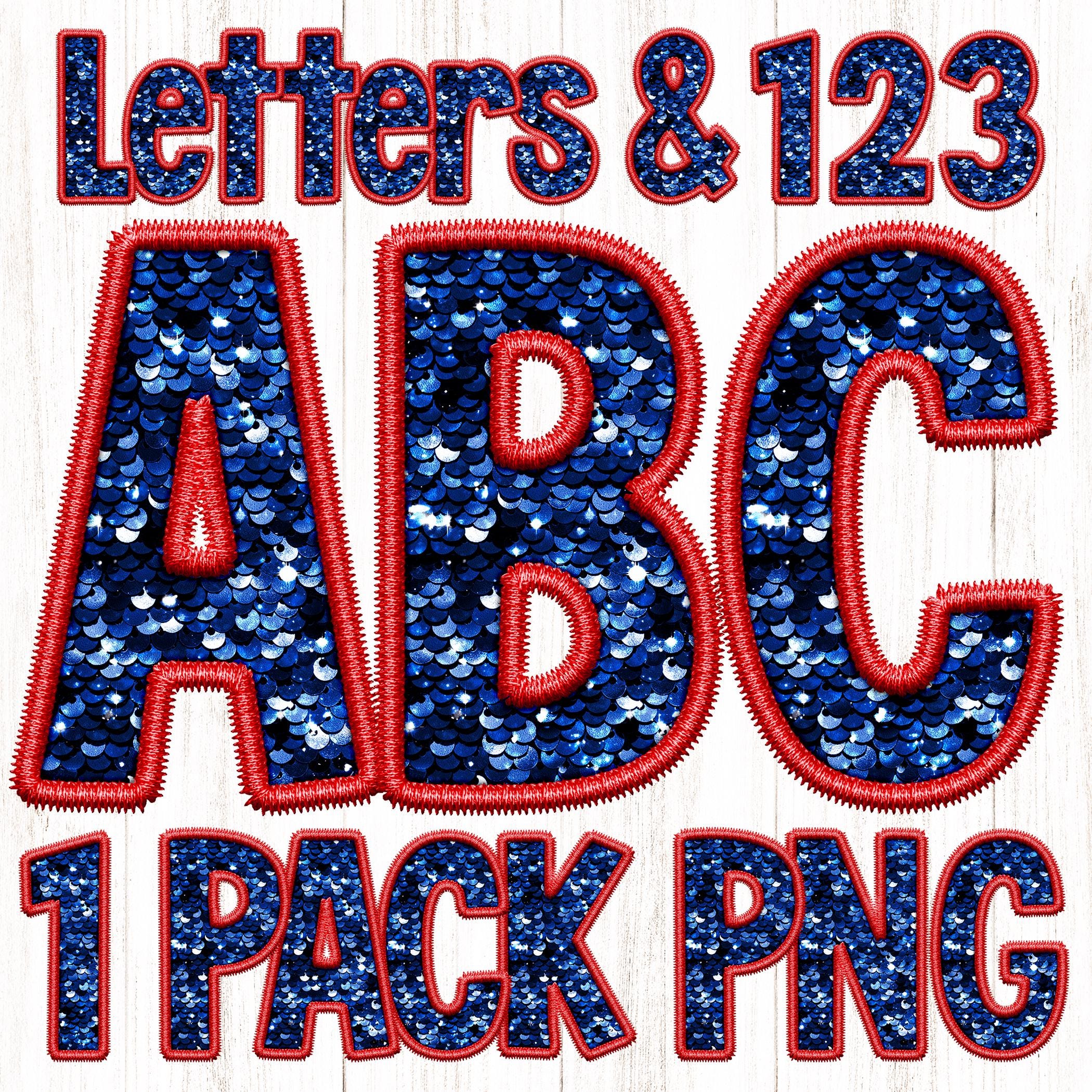 Patriotic Alphabet PNG – Midnight Blue Sequin Letters With Red Border ...