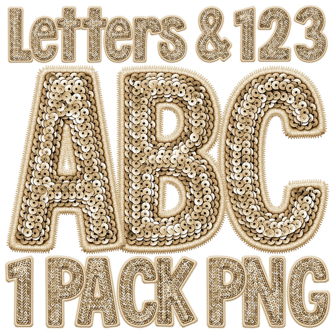 Digital Vegas Gold Sequin Alphabet, Faux Realistic Lined Sequin Letters ...