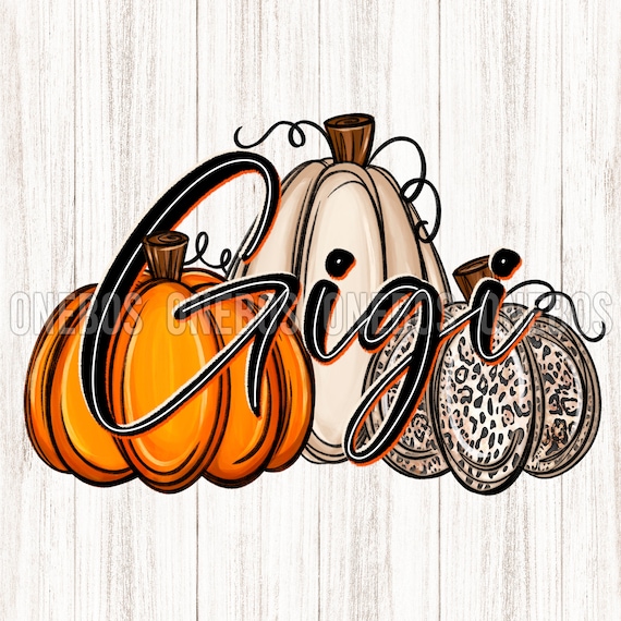 Gigi Pumpkin PNG Clipart for Fall Thanksgiving Hand Drawn - Etsy