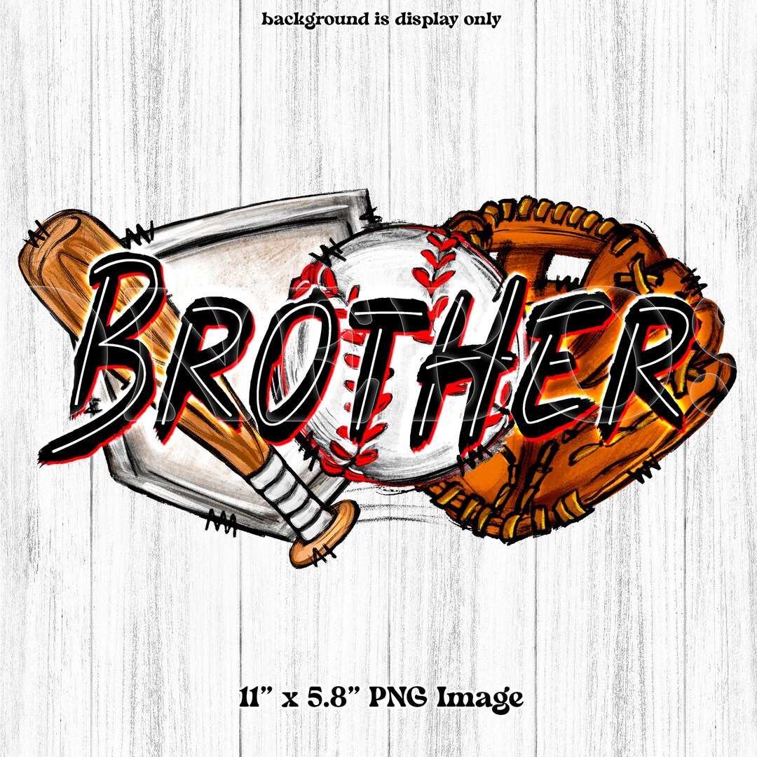 Baseball Brother PNG, Doodle Hand Drawn Sublimation, Digital Download ...