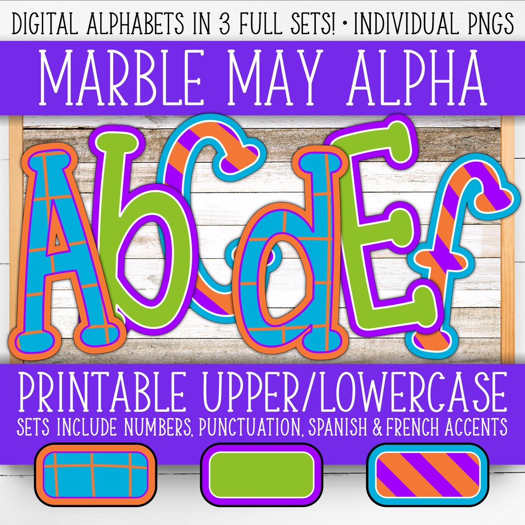 Alphabet Number Set for Boards - Marble May | +french & Spanish ...