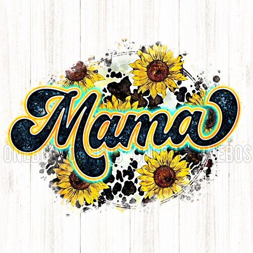 Digital Momma PNG Cow Sunflower Print Retro Letters - Etsy