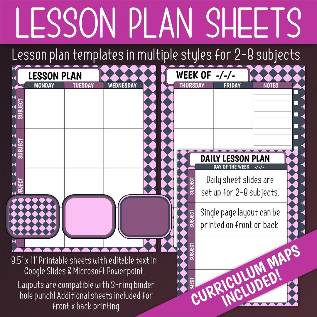 Lesson Plan Sheets & Curriculum Maps (editable) | Teacher Planner ...