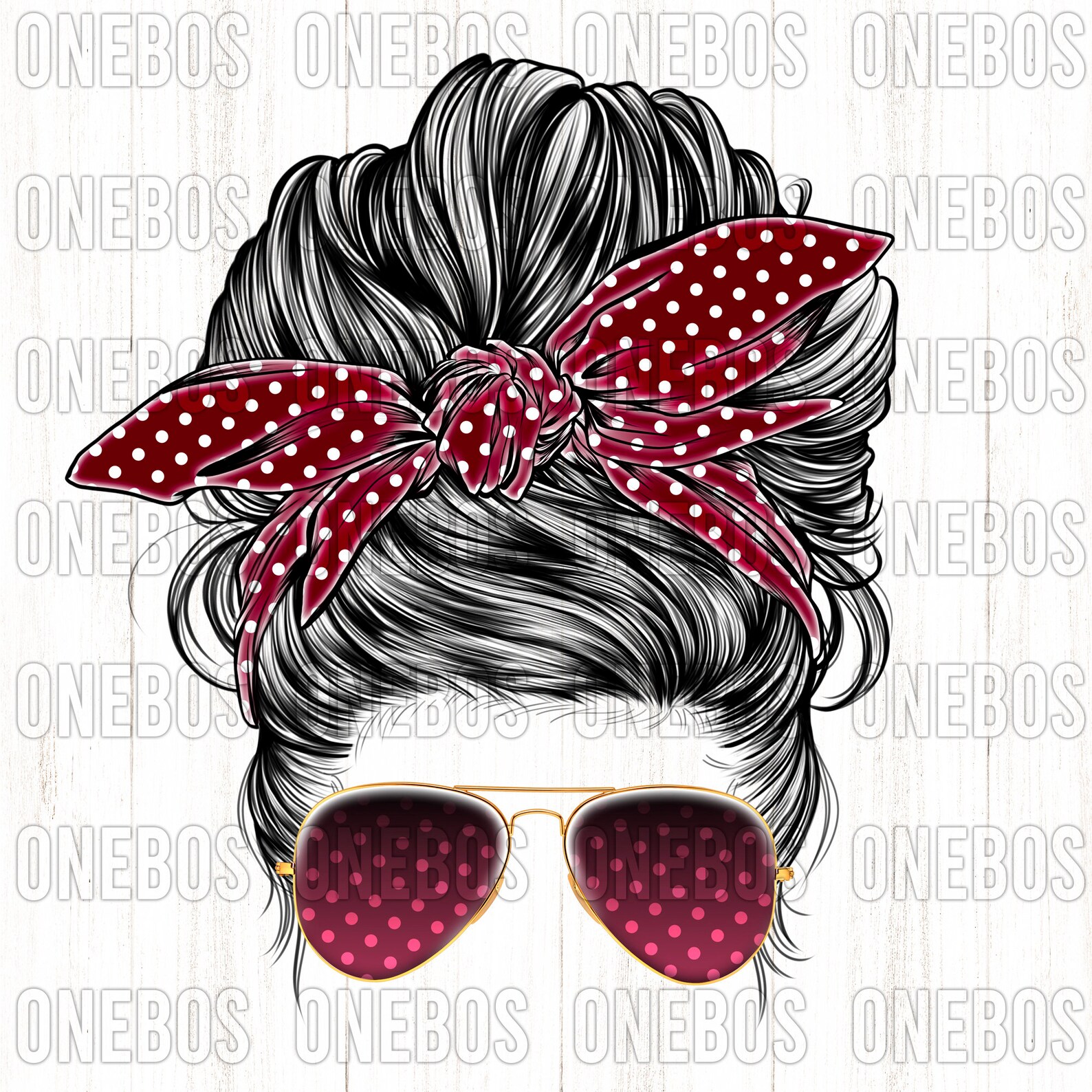 Maroon College Messy Bun Clipart Funny Mom Bun Girl With - Etsy