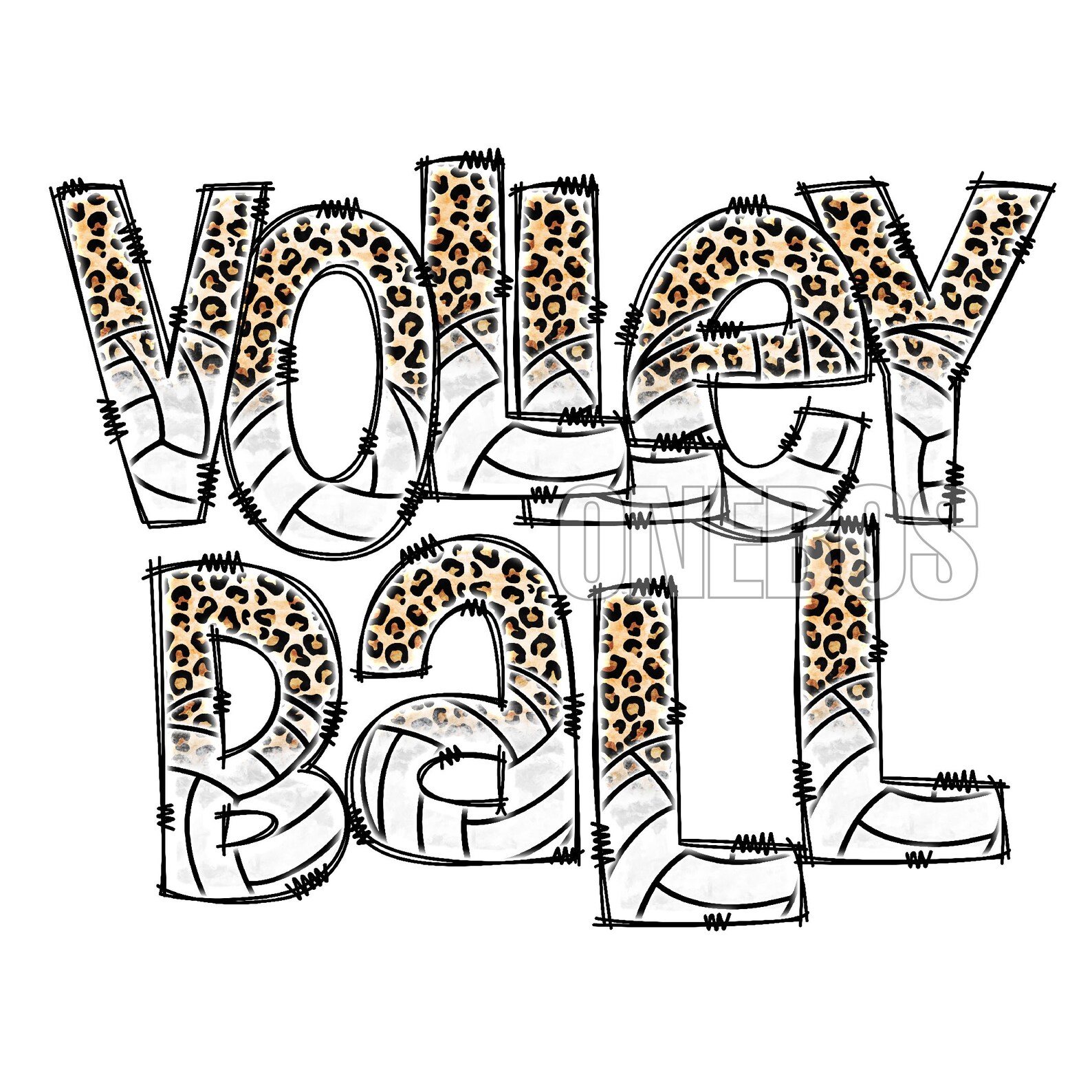 Volleyball Letters PNG Split Leopard Grooves Background - Etsy