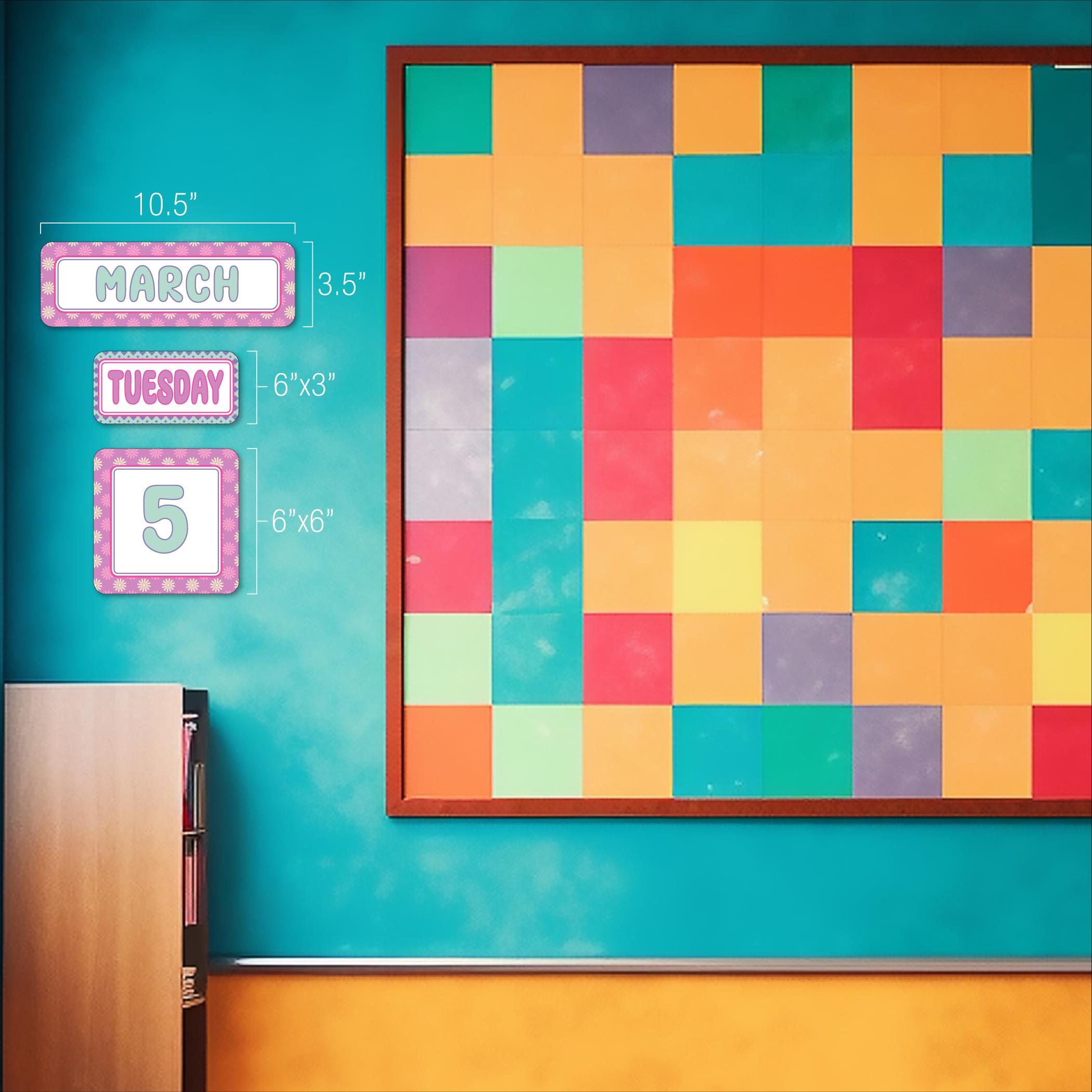 Wall Calendar - Standard - for Teachers | Flowers, Diamonds, Checkered ...