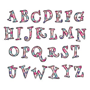 Mia Pink Spring Floral Alphabet, Clipart Alpha Letters Numbers Upper ...