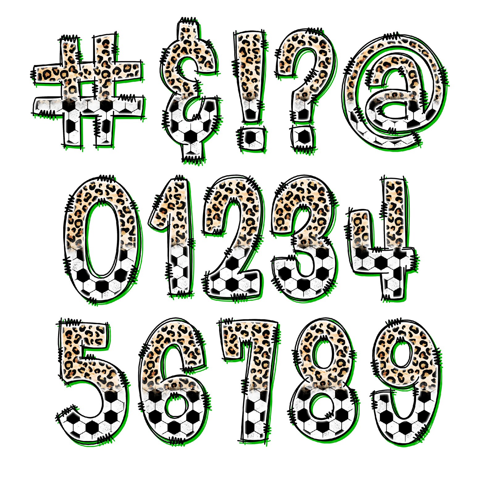 Soccer Football Letters PNG Leopard and Hexagonal Background | Etsy