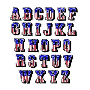 Digital Flag Letters | Varsity, Athletic Style Bundle of Letters ...