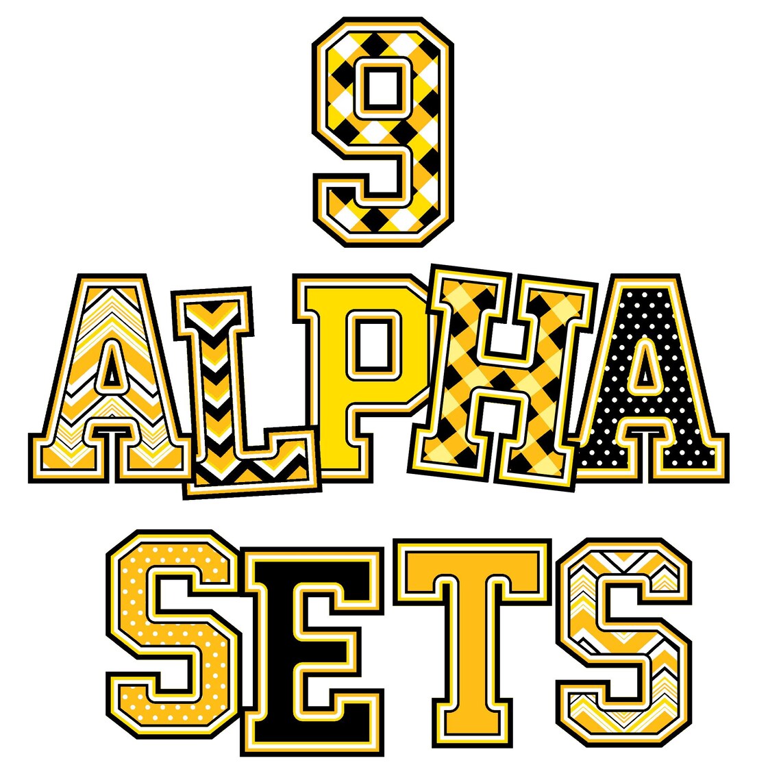 Preppy Pattern Alphabet Letters PNG Bundle | 9 Sets A-Z Numbers Symbols ...