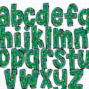 Christmas Lights Doodle Alphabet PNG, Clipart Bundle of 6 Letter ...