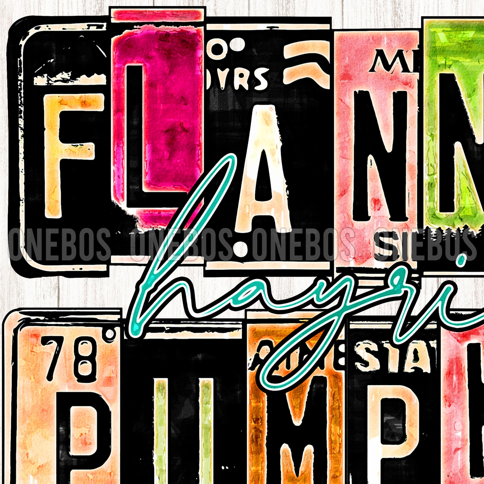 Watercolor License Plate Fall PNG Flannels Hayrides Pumpkins - Etsy