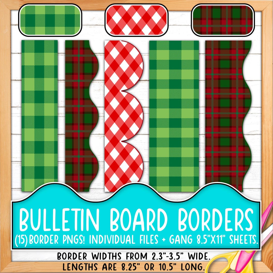 Borders for Bulletin Boards | Print & Cut, Seamless | Plaid, Checkered ...