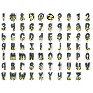 Leopard Soccer Alphabet PNG Bundle, Gold Yellow Navy, Split Leopard ...
