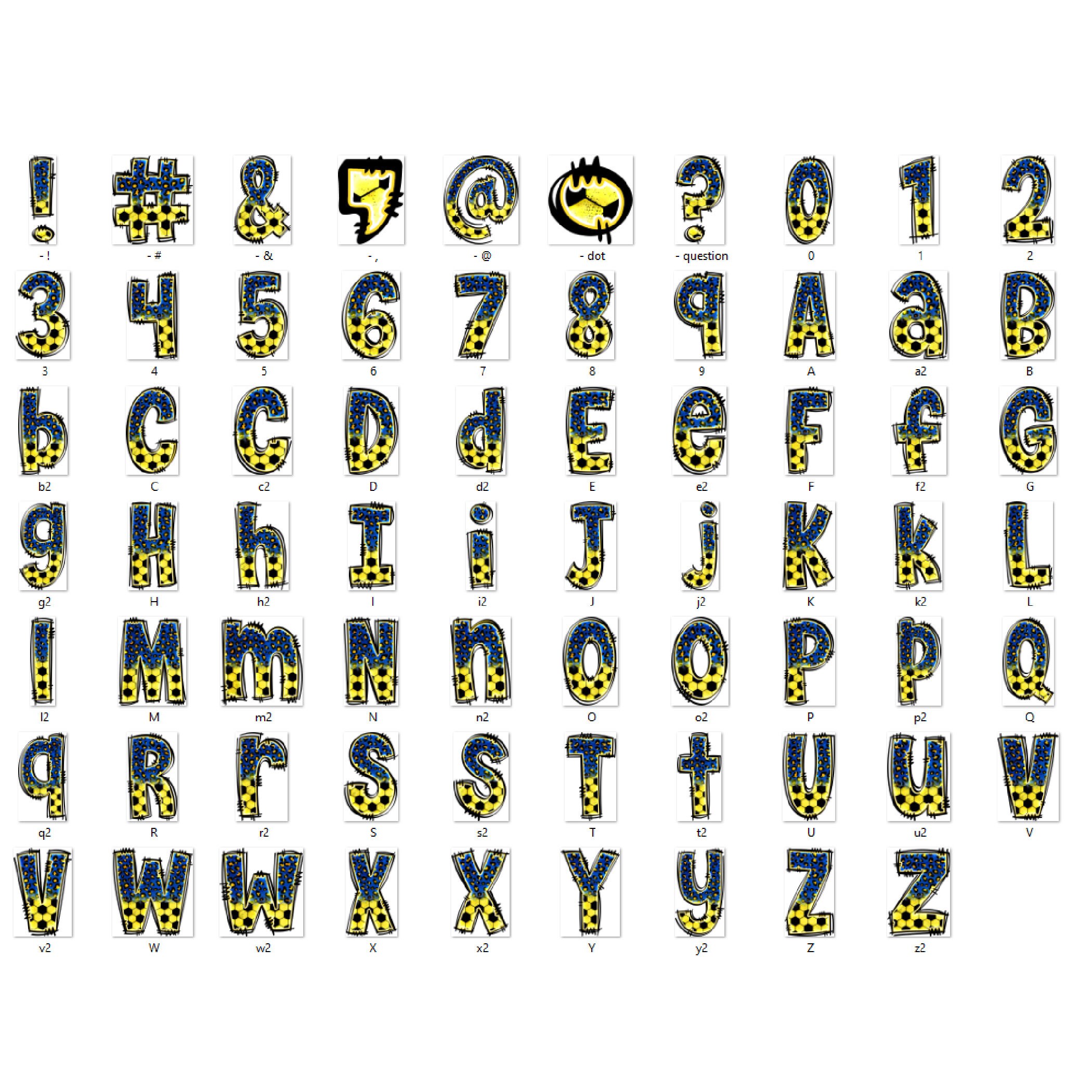 Leopard Soccer Alphabet PNG Bundle, Gold Yellow Navy, Split Leopard ...
