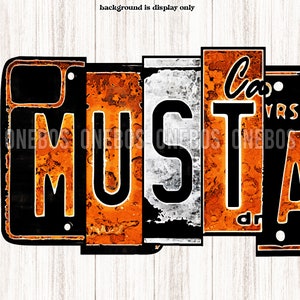 Watercolor License Plate Mustangs PNG, Black, Orange, Leopard, Grunge ...