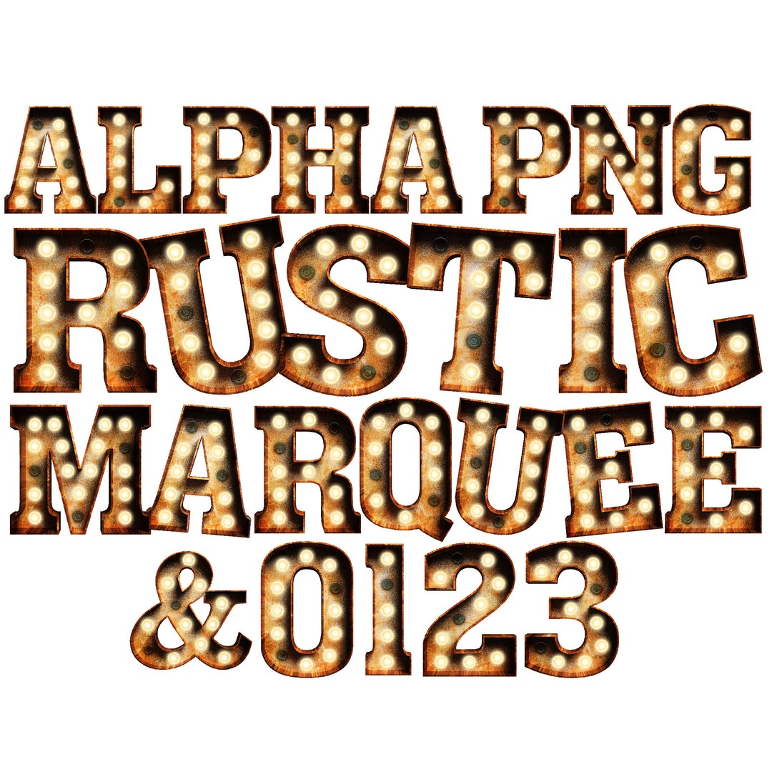 Rustic Alphabet PNG, Decorative Block Marquee Letters & Marquee Numbers ...