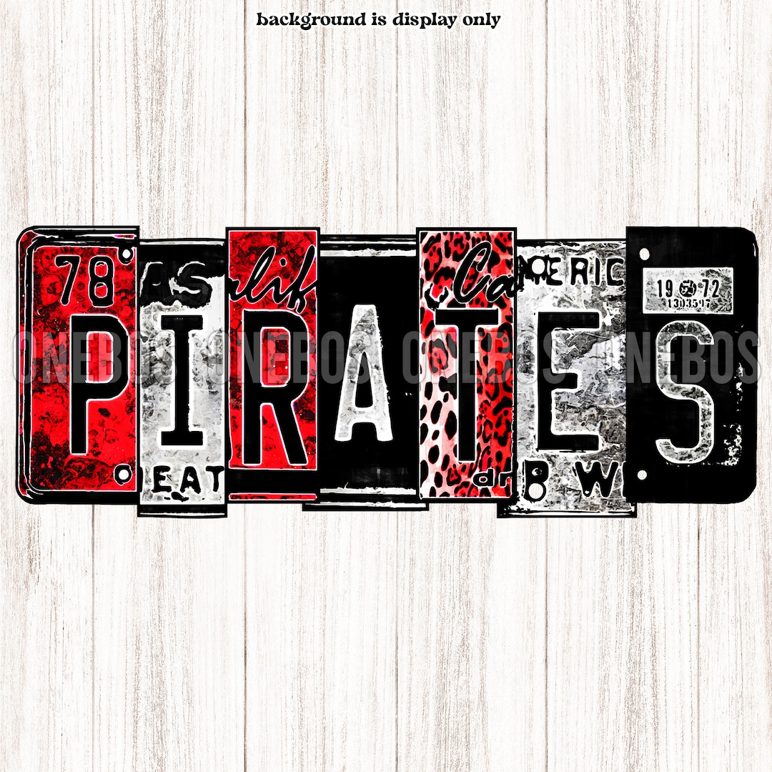 Watercolor License Plate Pirates PNG, Red, Leopard, White, Black ...