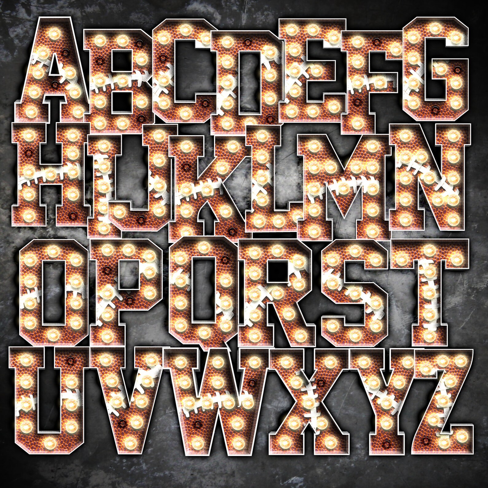 Digital Download Football Pattern Rustic Marquee Letters & - Etsy