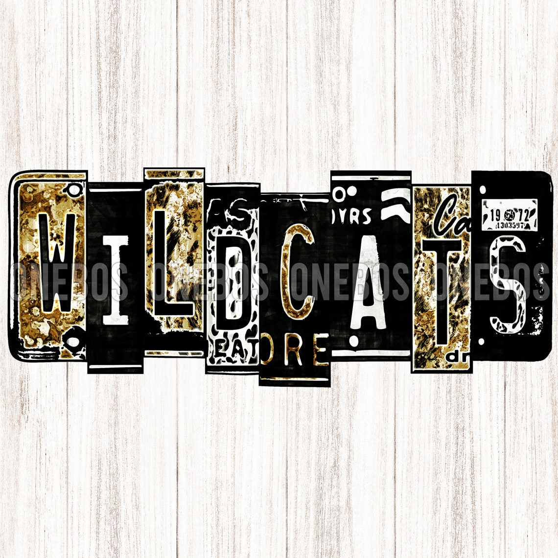 Wildcats License Plate PNG, Old Gold, Leopard, Grunge, Black ...