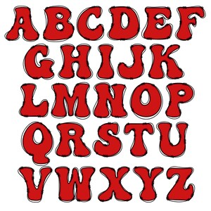 Digital Download Doodle Retro AG Red Vintage Hand Drawn Alphabet ...