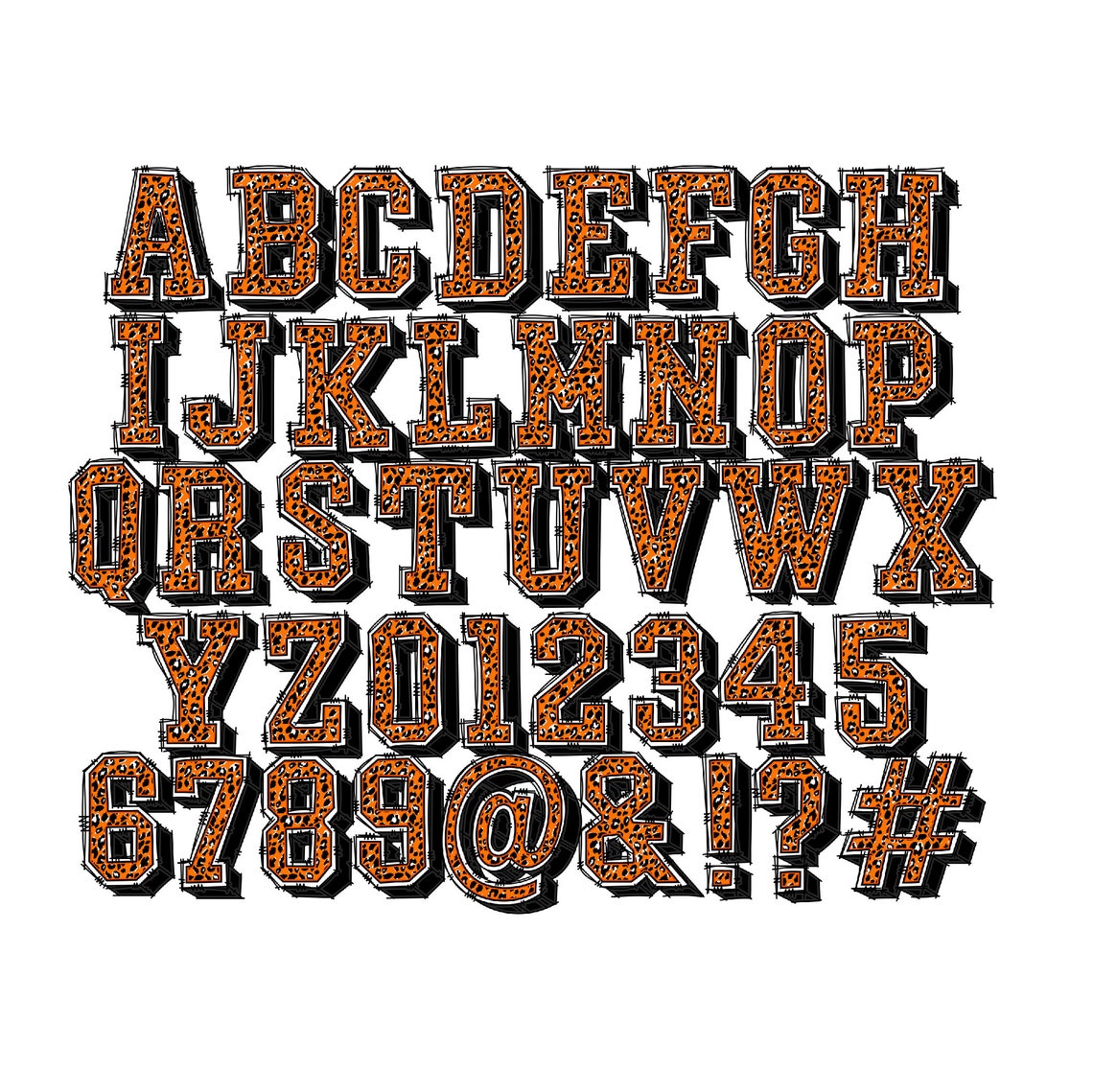 Digital Doodle Alphabet PNG Varsity College Sports Athletic - Etsy