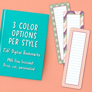 Digital Bookmarks (printable), Clipart Bundle Set of 12 | Lined & Blank ...