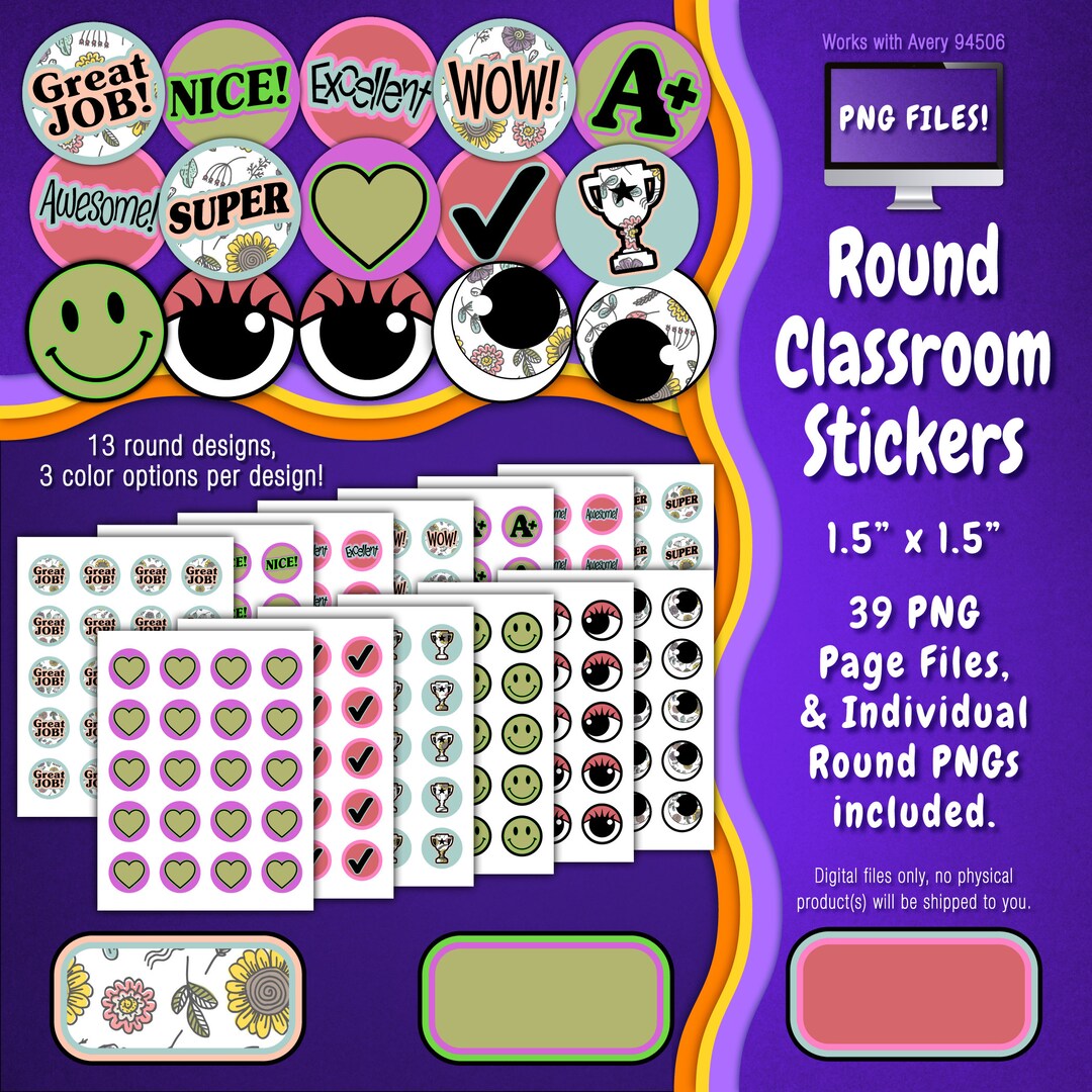 Sticker Pack | Individual Digital Stickers & Avery Sheet Templates ...