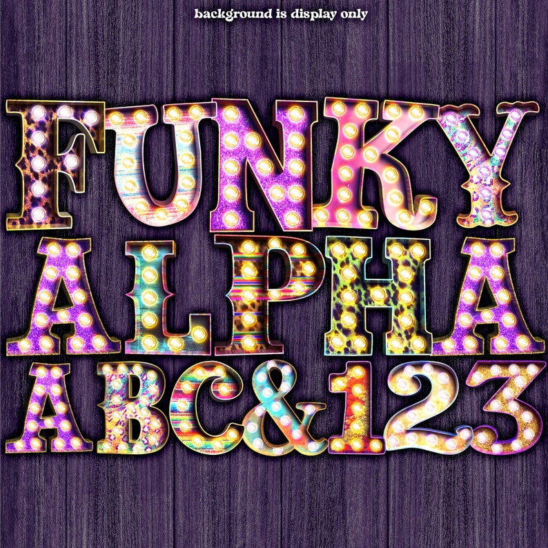 Funky Chic Alphabet PNG Digital Download Marquee Letters - Etsy