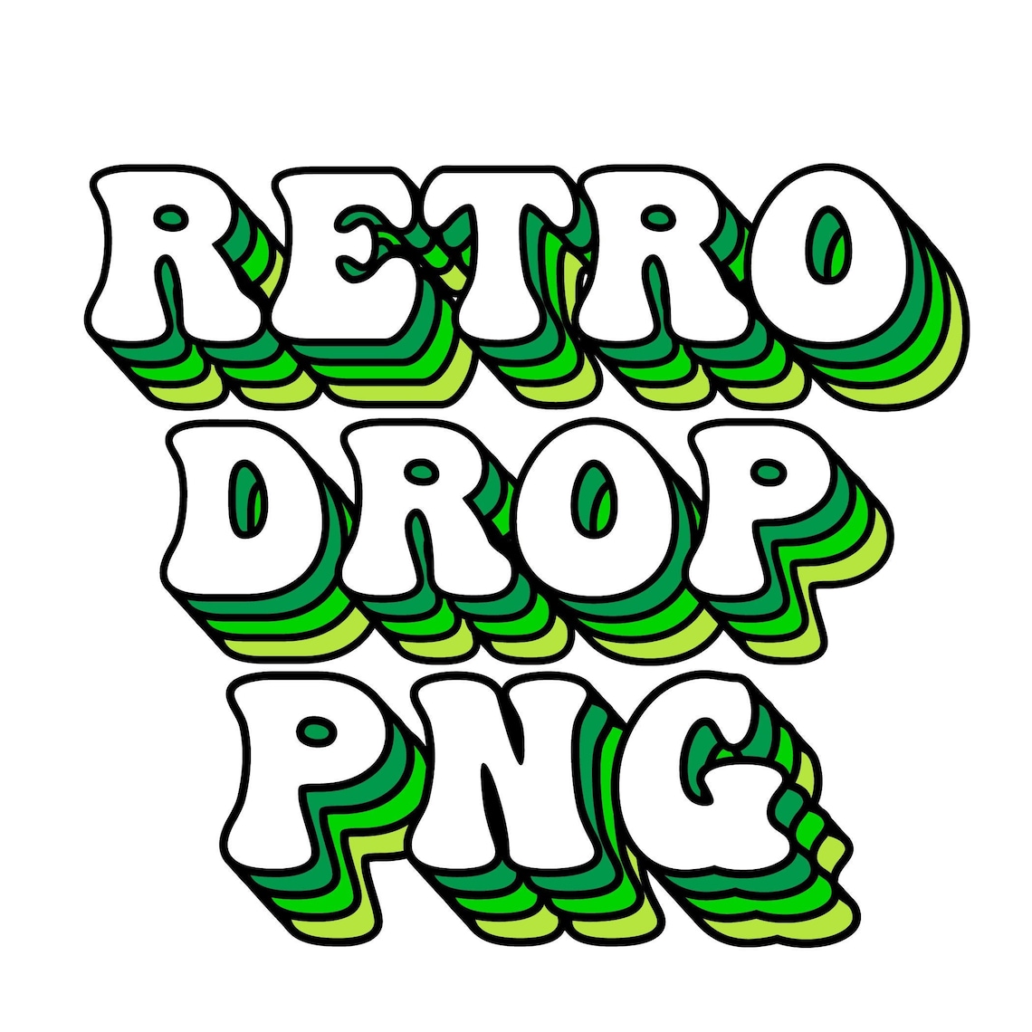 Retro Alpha PNG | 70s Groovy Bubble Letters Numbers With Drop Shadow ...