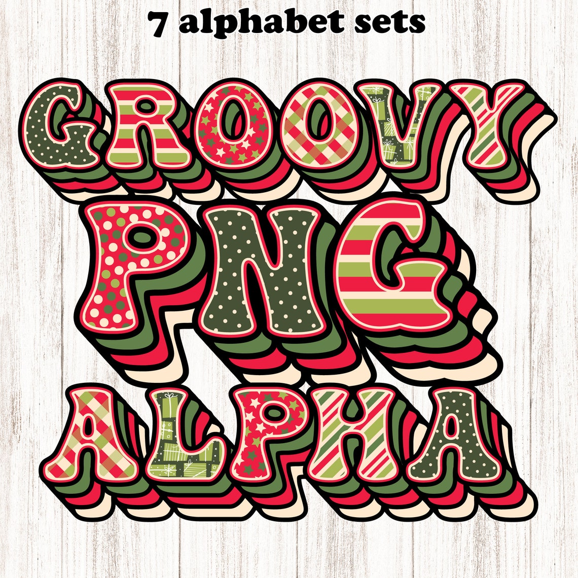 Groovy PNG Clipart Alphabet, Red Green Aesthetic Boho Shadow Letters ...