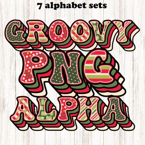 Groovy PNG Clipart Alphabet, Red Green Aesthetic Boho Shadow Letters ...