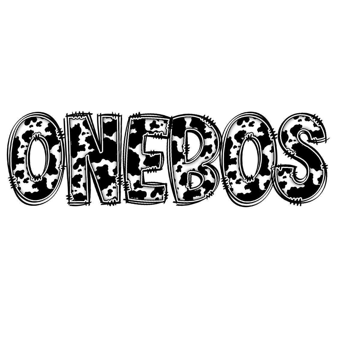 Cow Doodle Alpha PNG, VS3 Uppercase, Lowercase, Black & White Cow Print ...