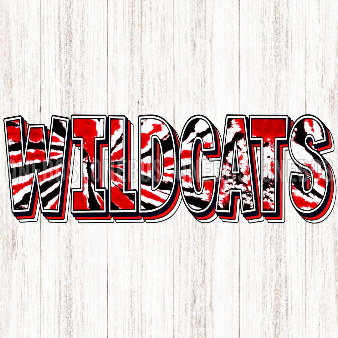 Wildcats Mascot Digital Download PNG, Tie-dye Red White & Blue, School ...