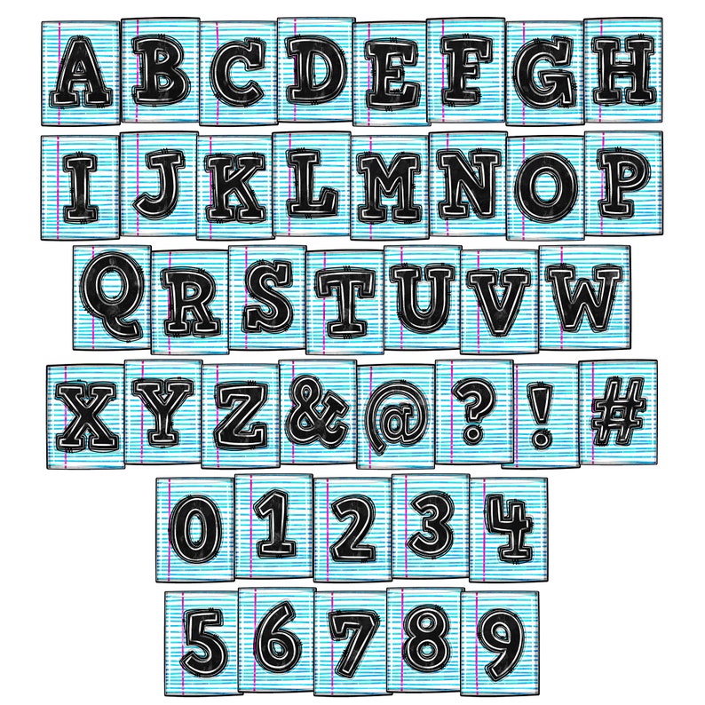 5 Boxy School Doodle Alphabet PNG, Digital Download, Casual Hand Drawn ...