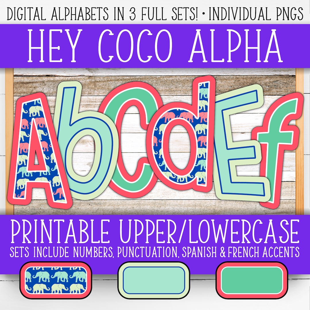 Alphabet Number Set for Boards - Hey Coco | PNG | Elephants, Zoo ...