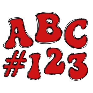 Digital Download | Doodle Retro AG - Red Vintage | Hand Drawn Alphabet ...