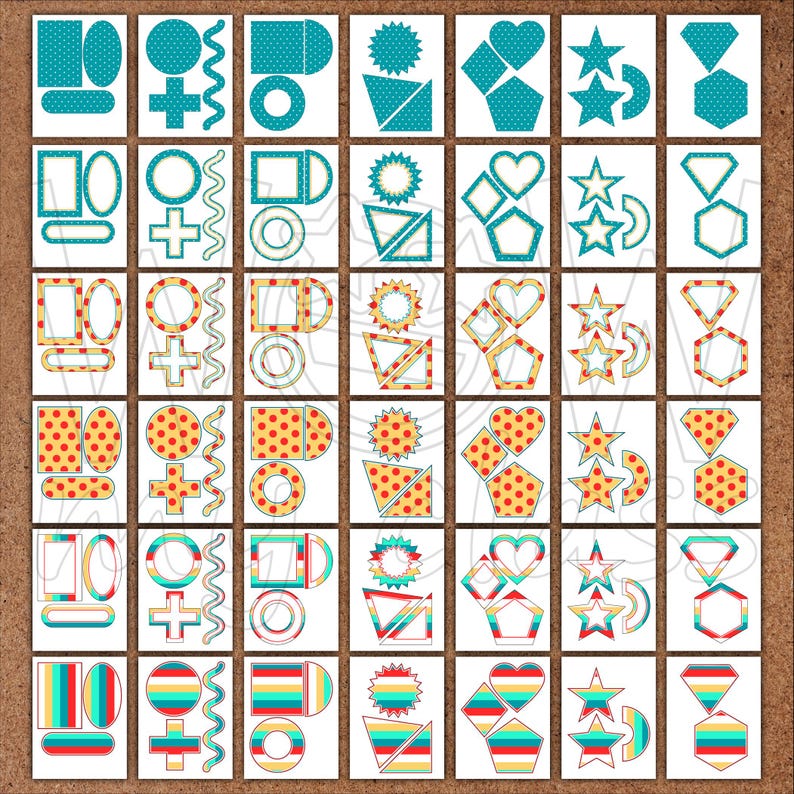 Shape & Design Frame Pack | Polka Dots, Mini Dots, Large Stripes, Multi ...