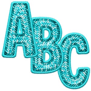 Digital Teal Sequin Alphabet, Faux Realistic Lined Sequin Letters, Faux ...