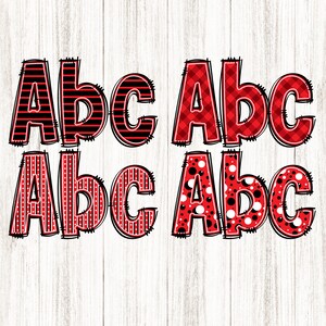 Big Alphabet Bundle, 14 Sets, Red Black & White, Funky Plaid Polka Dot ...