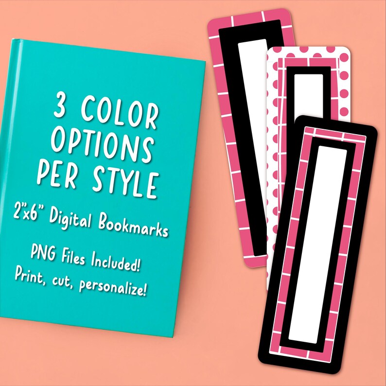 Digital Bookmarks (printable), Clipart Bundle Set of 12 | Lined & Blank ...