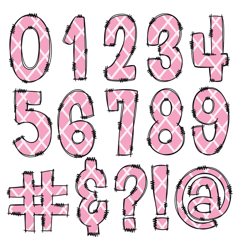Digital Download Doodle Letters Pink Checkered 1 Pattern - Etsy