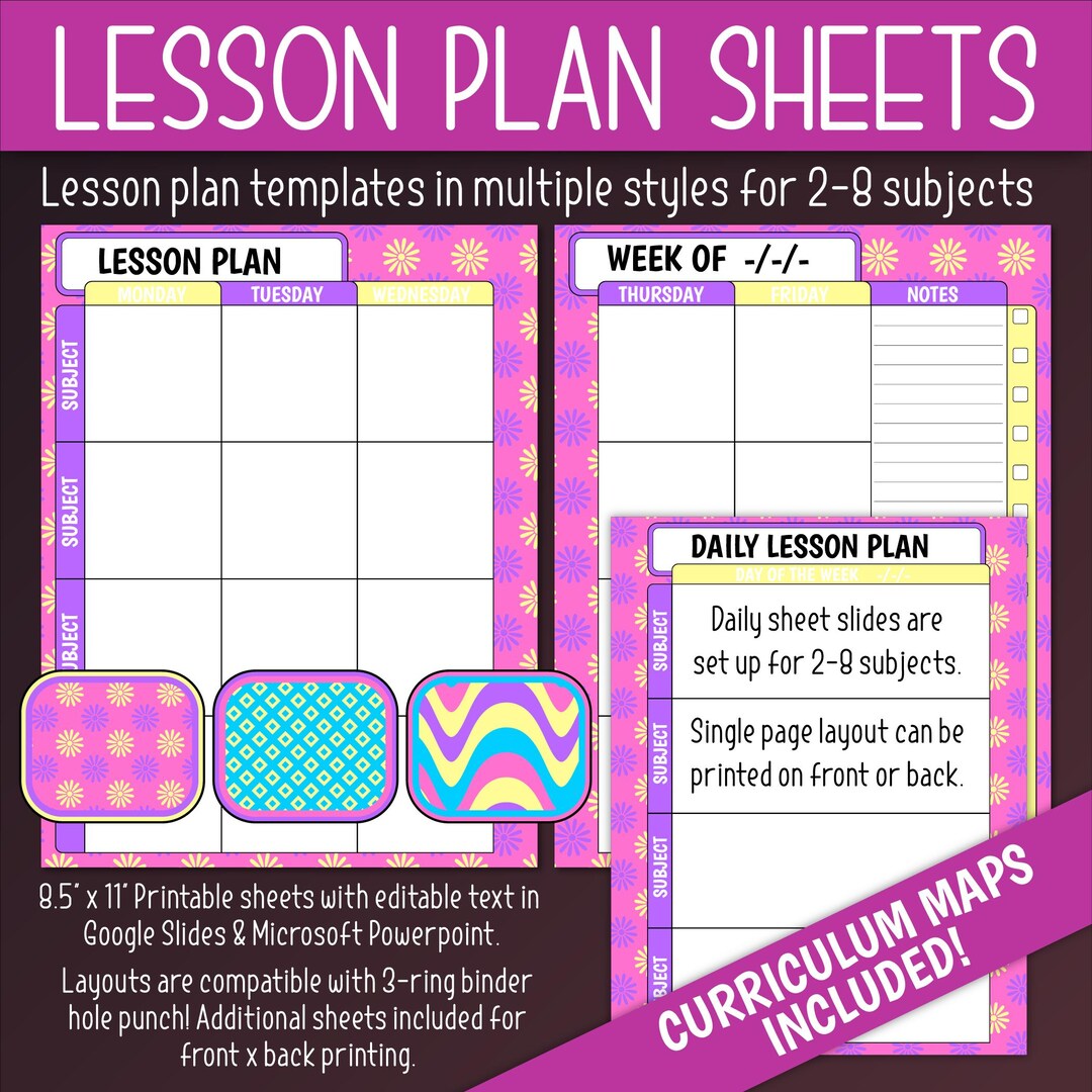 Lesson Plan Sheets & Curriculum Maps (editable) | Floral, Diamond ...