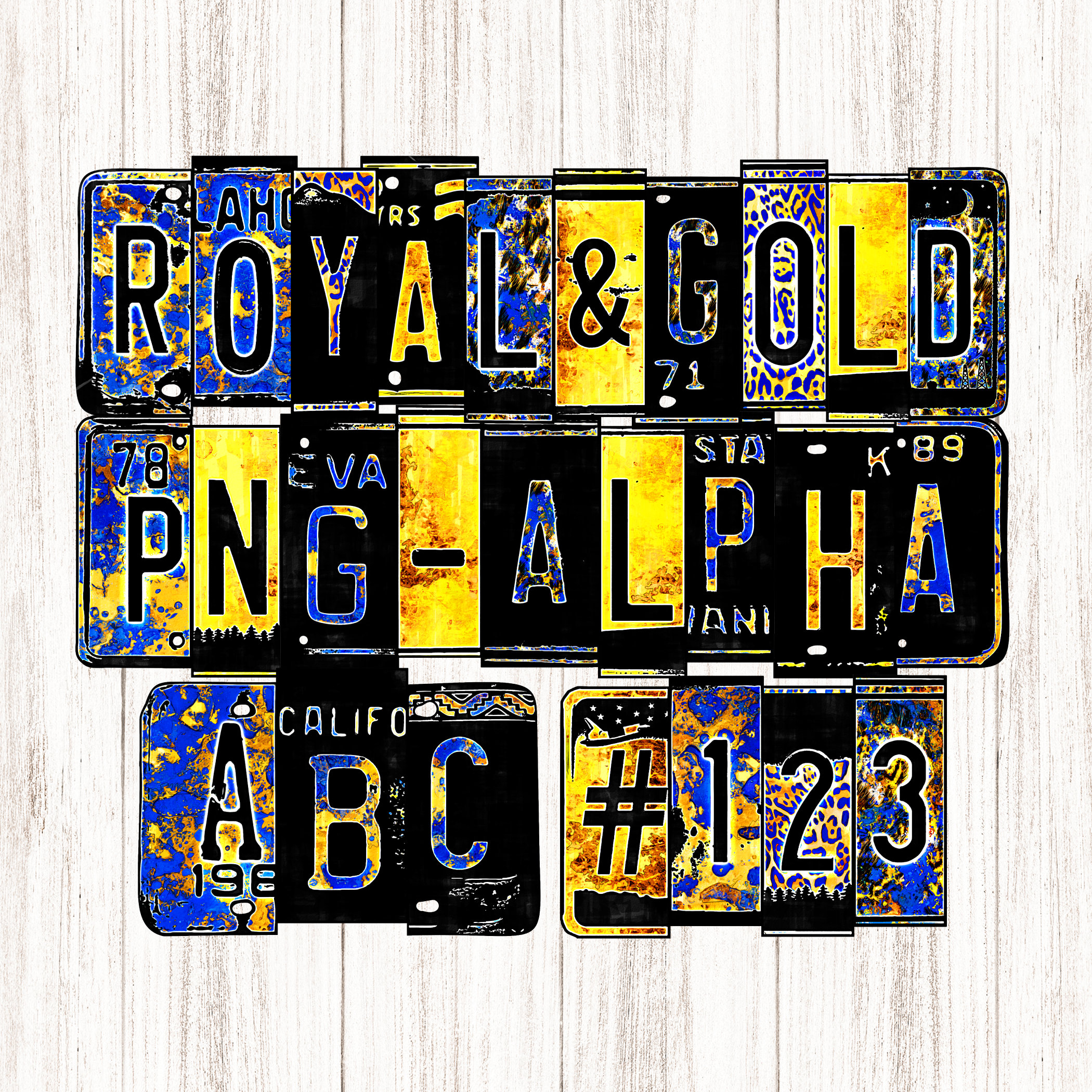 Royal Blue & Gold License Plate Alphabet Mix Match Letters - Etsy