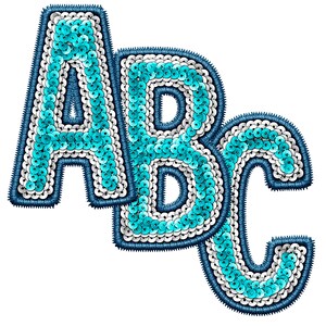 Digital Navy Teal Silver Sequin Alphabet, Faux Realistic Lined Sequin ...