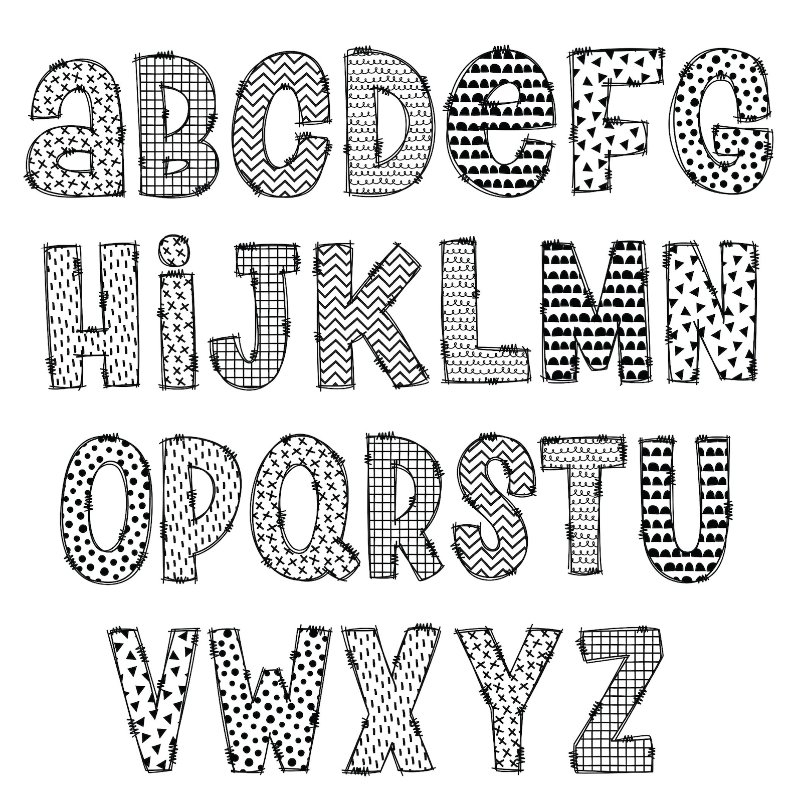 Digital Download Doodle Black White Pattern Fill 1 PNG | Etsy