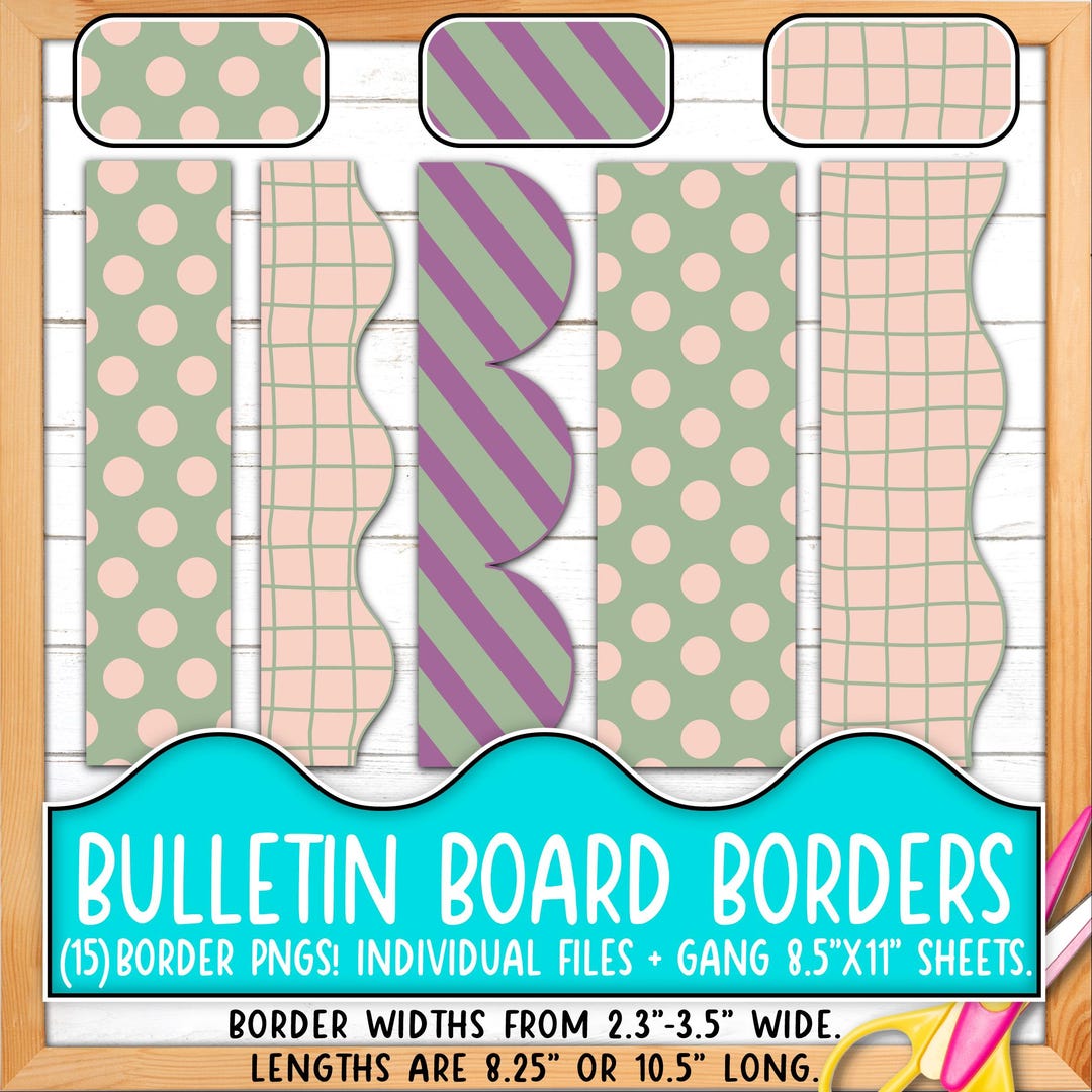 Borders for Bulletin Boards | Print & Cut, Seamless | Grid, Diagonal ...